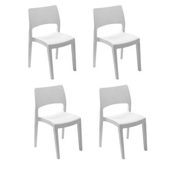 Dmora 4er-Set Gartenst&uuml;hle Tropea, Gartensitz, F&uuml;r drinnen und drau&szlig;en, Stapelbar, Made in Italy, 50x51 h82 cm, Wei&szlig;