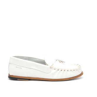 Alexander Hotto Wei&szlig;e Leder Loafer mit Gummi-Einsatz - - Shoes - Damen - Wei&szlig; - 37 1/2 EU