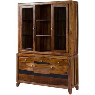 Massivmoebel24 Buffet Sheesham 140x45x200 dunkelbraun lackiert ancona 245