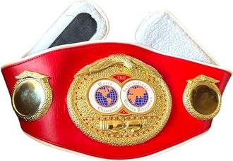 Generic IBF Style World Champion Ceinture de boxe pour adultes, rouge en cuir synth&eacute;tique r&eacute;plique de titre avec plaques dor&eacute;es, ceinture de troph&eacute;e r&eacute;glable 