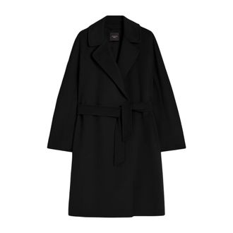 Max Mara Femme, Manteaux, Noir, Taille: 38 FR &Eacute;l&eacute;gant manteau en laine avec large col