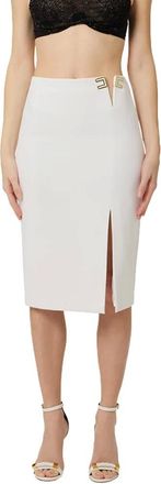 Elisabetta Franchi Femme, Jupes, Blanc, Taille: 44 FR Midi Pencil Skirt