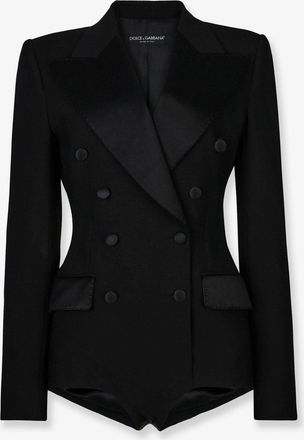 Dolce & Gabbana Virgin wool blend Tuxedo blazer with body detail - DOLCE & GABBANA - gender_Woman