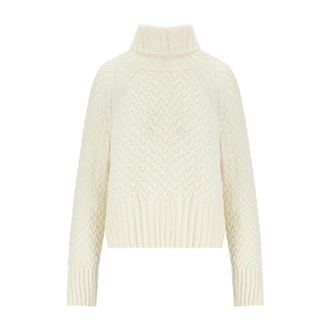 Barbour Femme, Pulls, Blanc, Taille: 38 FR Pull à Col Roulé en Mélange de Laine Écru