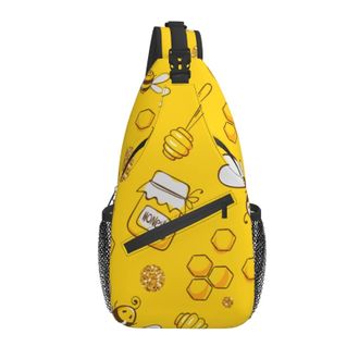 AOOEDM Honey Bee Pattern Yellow Cross Chest Bag Diagonally Sling Rucksack Crossbody Umhängetasche Reisen Wandern Daypacks für Männer Frauen
