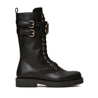 Twinset Schwarze Amphibien Leder Stiefeletten - - Shoes - Damen - Schwarzk - 39 EU