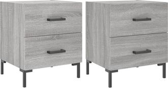 vidaXL Nachttische 2 Stk. Grau Sonoma 40x35x47,5 cm Holzwerkstoff vidaXL