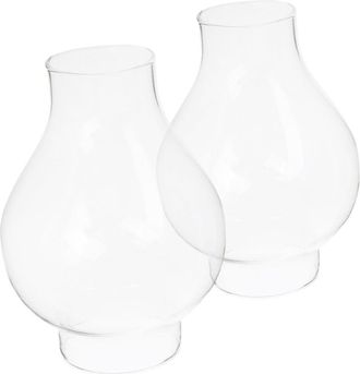 DOITOOL 2 St&uuml;ck Glas Lampenschirme &Oslash; Passend f&uuml;r Petroleumlampen Transparente Kamingl&auml;ser mit Vintage Design Einsetzbar als Ersatzglas f&uuml;r Tischleuchten und W