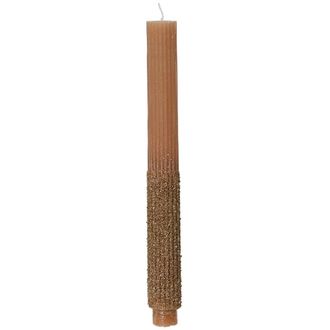 Kaemingk Stabkerzen Brandy Braun mit Glitter Ø 2,8 cm Höhe 26,5 cm - 2 Stück