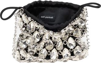 Self Portrait Womens Handbag Mini Metallic Knit Silver Glass Handbags Hand Bags