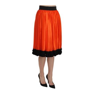 Dolce & Gabbana Seiden A-Linie Rock in Schwarz und Orange - - Skirts - Damen - Orange - S