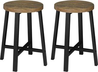 Woltu Woltu - Lot de 2 Chaises Salle à Manger Tabouret Cuisine, Style Industriel, Marron Rustique+Noir