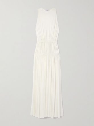 Alaia Robe Longue En Jersey À Fronces - Blanc cassé
