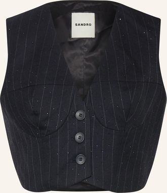 Sandro Sandro Cropped-Blazerweste Mit Schmucksteinen blau