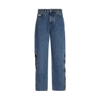 GCDS Weite Jeans mit seitlichen Schlitzen - - Jeans - Damen - Blau - W27