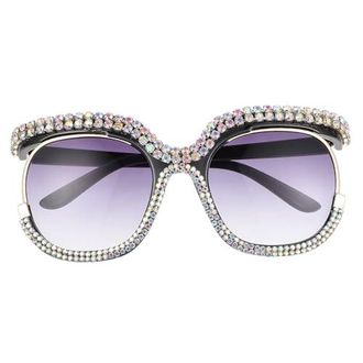 IFUNDOM Lunettes de Soleil Photographie Orn&eacute;es de Cristaux Lunettes de Conduite Noires en Plastique R&eacute;sistant Protection UV Mod&egrave;le Unique Color&eacute; pour Activit&eacute;