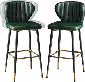 Generic 26/30 Zoll hohe Barhocker mit Kunstlederbezug und Fu&szlig;st&uuml;tze, um 360&deg; drehbare Barhocker f&uuml;r K&uuml;cheninsel, Kneipe, Bistro