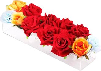 Generico Acrylvase - Tischmitte, rechteckig, transparent, Blumenvase, lange Tischdekoration, Blumenst&auml;nder aus transparentem Acryl, Blumenvasen in mehreren Gr&ouml;