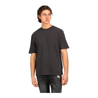 Guess Homme, Tops, Noir, Taille: S T-shirt en Coton Noir avec Logo