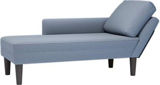 vidaXL Chaise longue avec coussin bleu tissu en velours c&ocirc;tel&eacute; Vidaxl