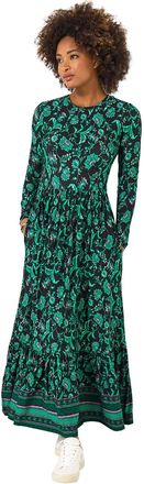 Joe Browns Damen Floral Border Print Boho Jersey Dress Kleid, Schwarz, 40 S