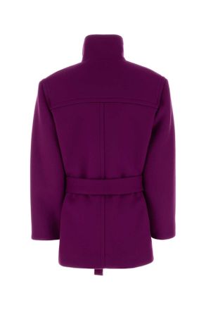 Saint Laurent Womens Version Coat Purple Wool