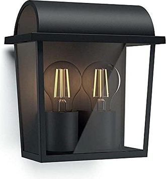 Philips Harvest Wandleuchten f&uuml;r den Au&szlig;enbereich, E27-Fassung, wasserfest, schwarz, IP44, wetterfest, 12.70 x 20.80 x 22.90 cm