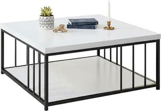 Dmora Couchtisch Ankaa 90x90x40h cm Wei&szlig;, Zeitschriftenablage