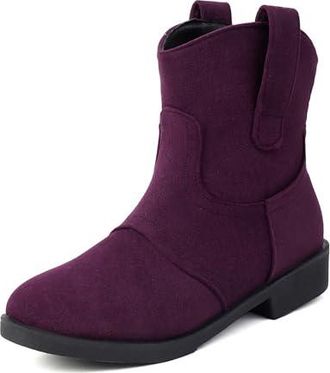 Generic MiaZane Bottines de Cheville &agrave; Talon Bloc Bas Femme Patte de Tirant Slip-on Style Chelsea Bottines Courtes D&eacute;contract&eacute;es pour Port Quotidien et Trajet