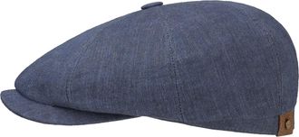 Stetson Hatteras Flat Cap Leinen Damen Herren Baumwollfutter UV 40+ Schirmm&uuml;tze Fr&uuml;hjahr Sommer dunkelblau 63 cm