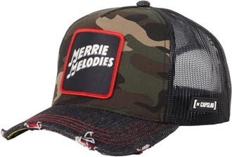 Capslab Merrie Melodies Looney Tunes Denim Camouflage Vert Noir Casquette de Camionneur R&eacute;glable