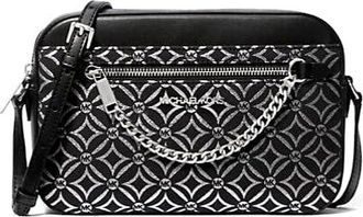 Michael Kors Sac pour femme I Sac à main I Crossbody I Noir/argenté I 25 x 15 x 6 cm (l x H x P) I Logo MK I Cuir I Women Bag4070, Noir, 25 x 15 x 6 cm