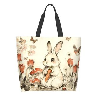 Generic Carotte Lapin Mignonne Sac Courses Grand Tote Bag L&eacute;ger Sac Fourre Tout Pour Shopping Travail Plage