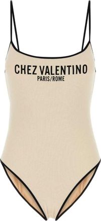 Valentino Garavani Femme, Maillots de bain, Beige, Taille: 42 FR Maillot de bain Cr&egrave;me en Lycra Piquet