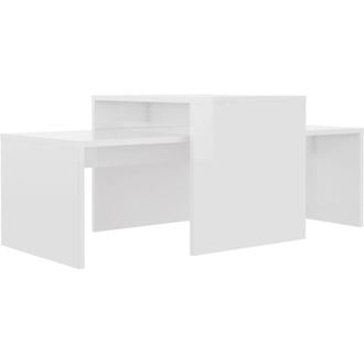 vidaXL Vidaxl - Couchtisch-Set Hochglanz-Wei&szlig; 100x48x40 cm Holzwerkstoff