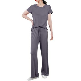 Generic V&ecirc;tements de sport 2 pi&egrave;ces pour femme 2026 automne 2026 Pull &agrave; manches longues et pantalon long Ensemble de jogging pour femme, gris, XXL