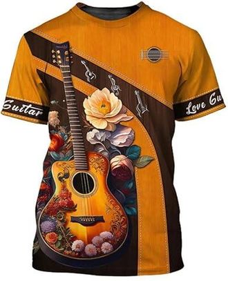 Keephen T-Shirt &agrave; Manches Courtes d&eacute;contract&eacute; pour Hommes et Femmes imprim&eacute; 3D sur Le th&egrave;me des Musiciens Motif Guitare Basse &eacute;lectrique