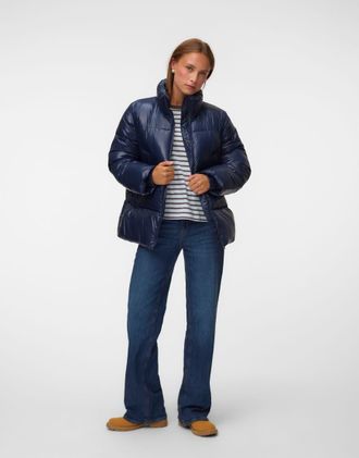 Vero Moda Sabrina kurze Jacke mit Druckknopfverschluss in Marineblau