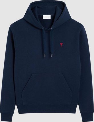 Ami Sweatshirt Hoodie With Red Ami De Coeur Bleu Nuit