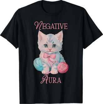 Trendy Apparel Negative Aura Cute Kitten Pink Bow with Yarn T-Shirt