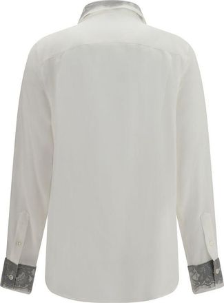 Alexander McQueen Floral Lace-Trimmed Silk Shirt - White
