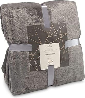 R&ouml;mer Wellness Superflauschdecke Grau - 150 x 200 cm, 320 g/m&sup2;, weich, flauschig, antistatisch, ganzj&auml;hrig als Wohndecke