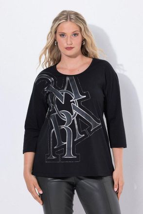 Ulla Popken T-Shirt Shirt Buchstaben Oversized Rundhals 3/4-Arm