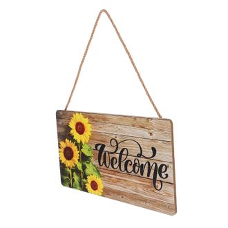 SOLUSTRE Sonnenblumen Willkommens Türschild Aus Holz Rustikales Verandaschild Zum Aufhängen Wetterfest Für Haustür Veranda Dekoration Bauernhausstil