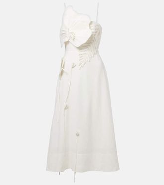 Farm Rio Midikleid aus einem Leinengemisch