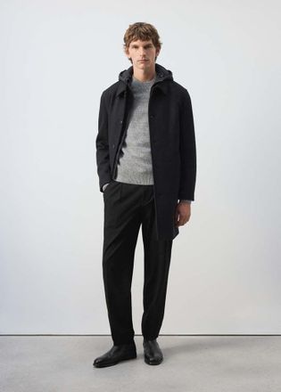 Mango Manteau laine m&eacute;lang&eacute;e capuche caf&eacute; - Homme - XXL - MANGO MAN