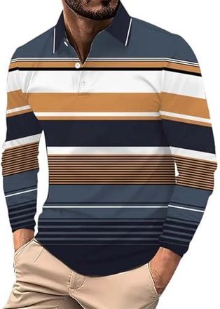 Generic Chemise de golf pour homme &agrave; boutons 1/4, chemise de golf pour homme, confortable, doux, extensible, respirant, ray&eacute;, l&eacute;ger, d&eacute;contract&eacute;, s&eacute;chage rapi