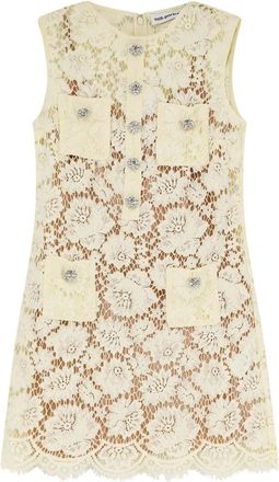 Self Portrait Femme, Robes, Jaune, Taille: 42 FR Fine Lace Mini Dress