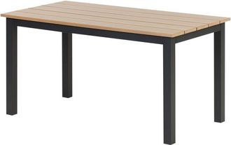 Beliani Table Basse de Jardin Bois Plastique 96 x 52 cm Ext&eacute;rieur Cadre Noir Bois Clair Messina