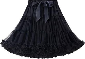 Generic Jupe Paillette Femme Halloween Carnaval Costume Princess Dance Jupe Fille Petticoat en Tulle Taille &Eacute;lastique Poches Plaqu&eacute;es Confort Extensible Vetem
